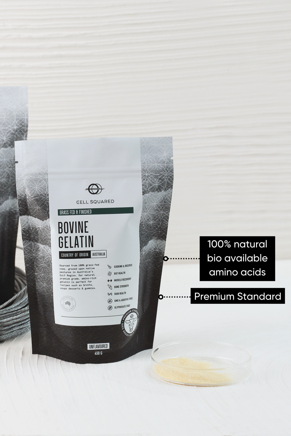 Grass Fed Bovine Beef Gelatin Powder | 100% Natural & Unflavoured ...