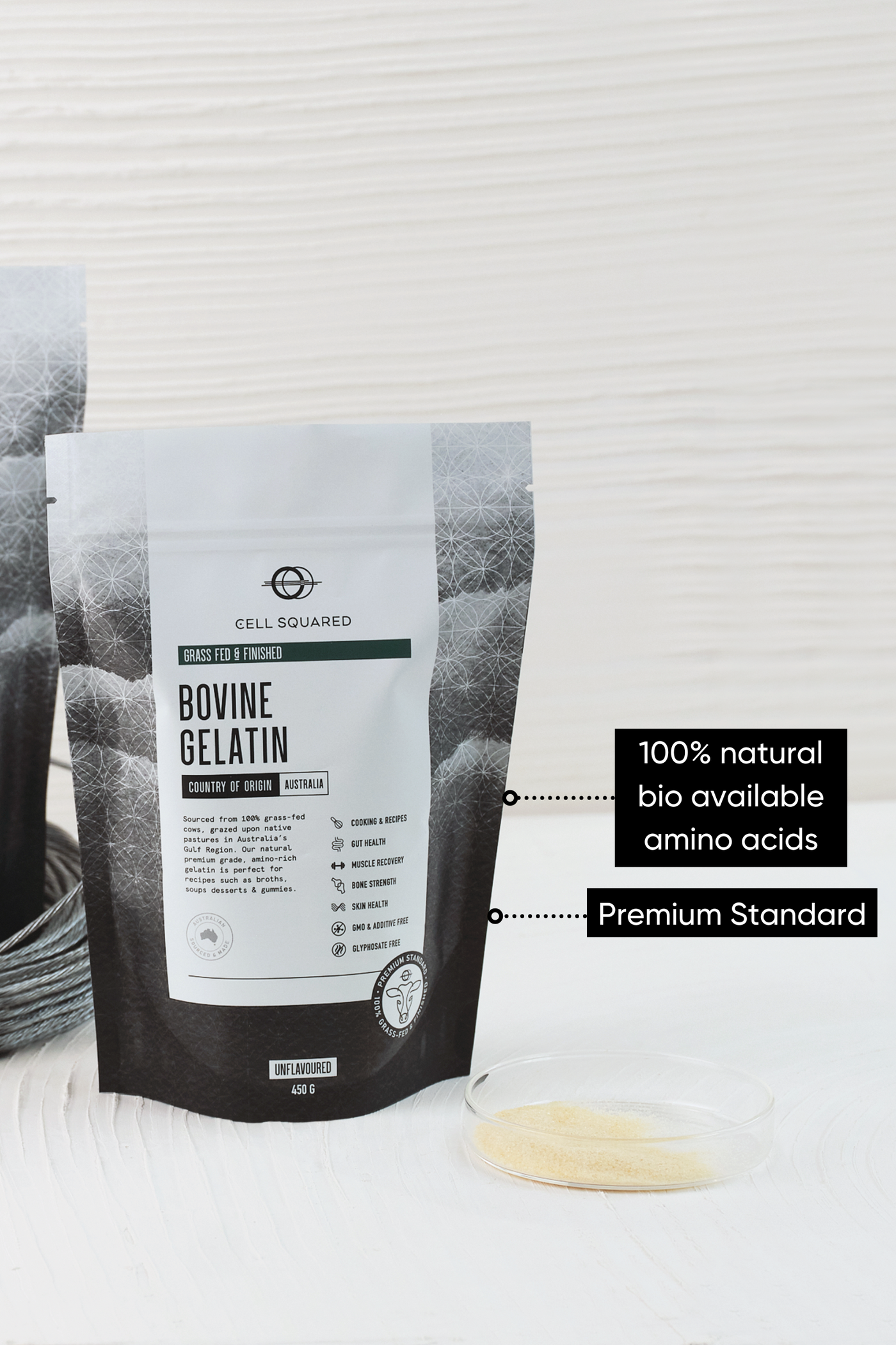 Grass Fed Bovine Beef Gelatin Powder | 100% Natural & Unflavoured ...